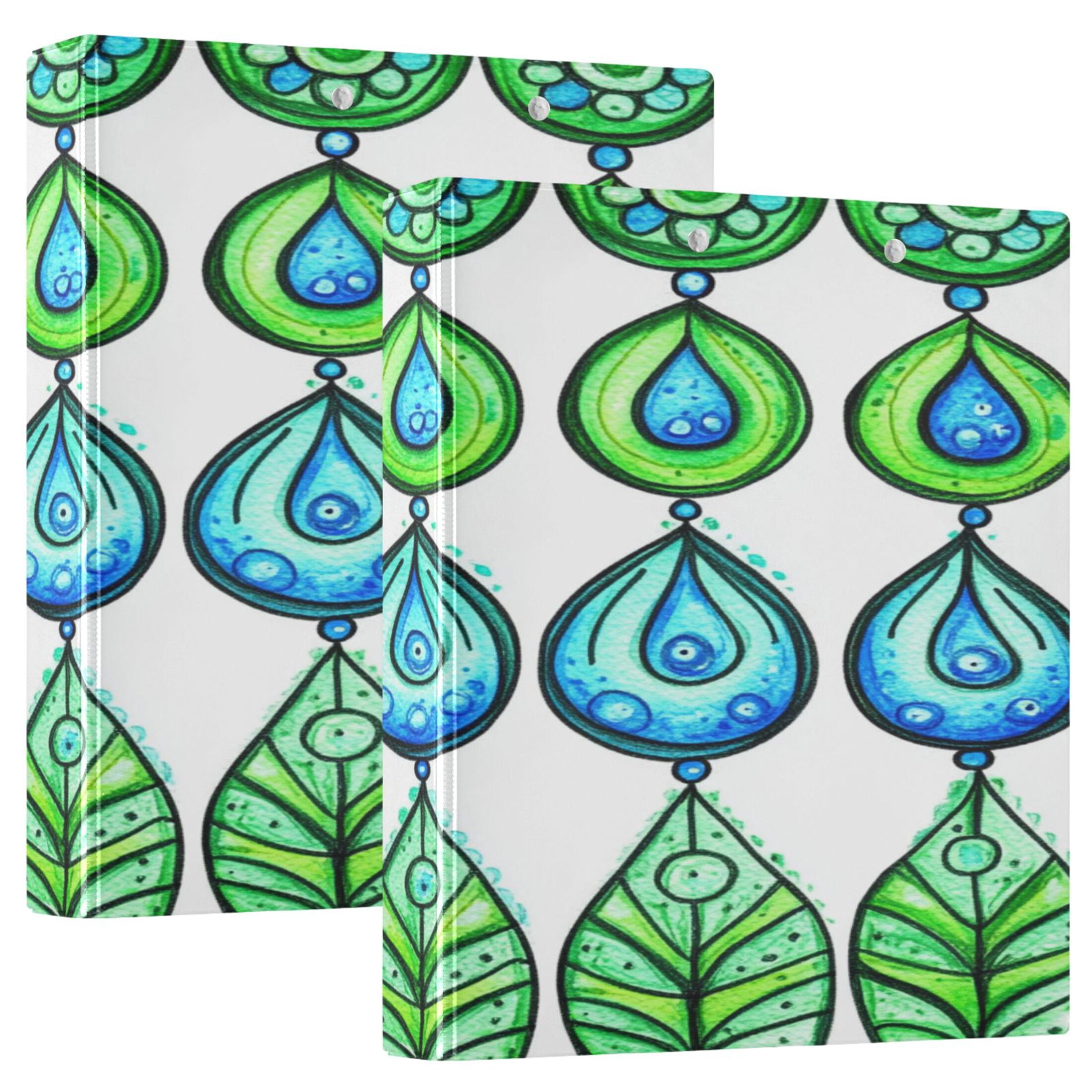 Blue Lotus on Water 12.4x10.6in PVC Round Ring Binders, 2-Pack, D-Ring ...