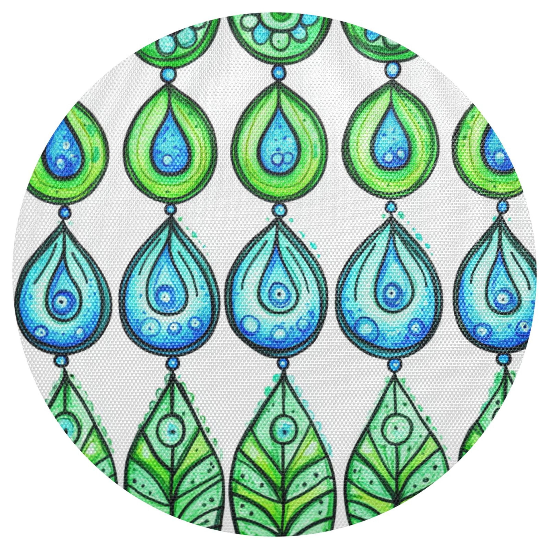 Blue Lotus on Water 15.4in Diameter PVC Plate Mat, Heat-Resistant and ...