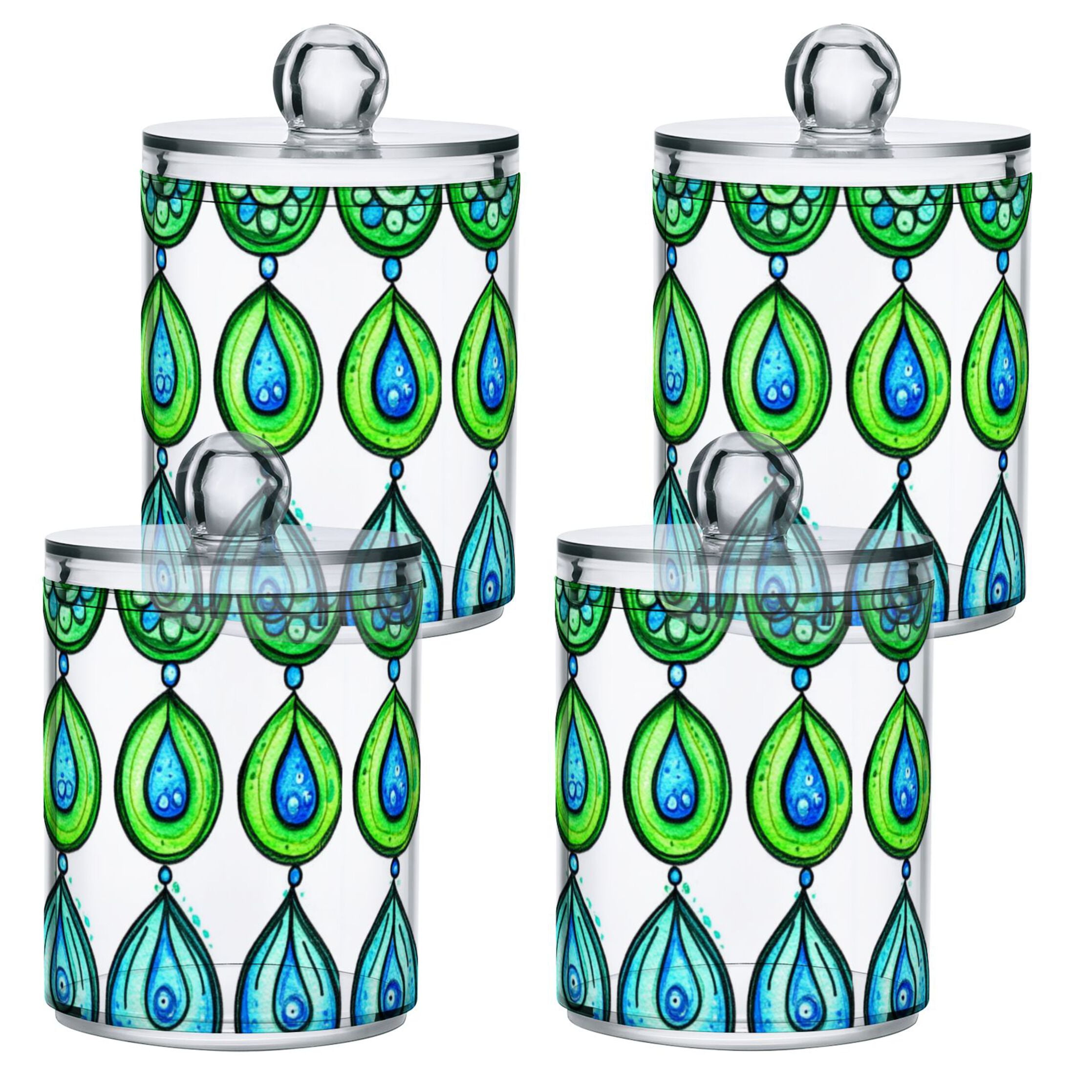 Blue Lotus on Water Bathroom Canisters Set of 4 Translucent Plastic ...