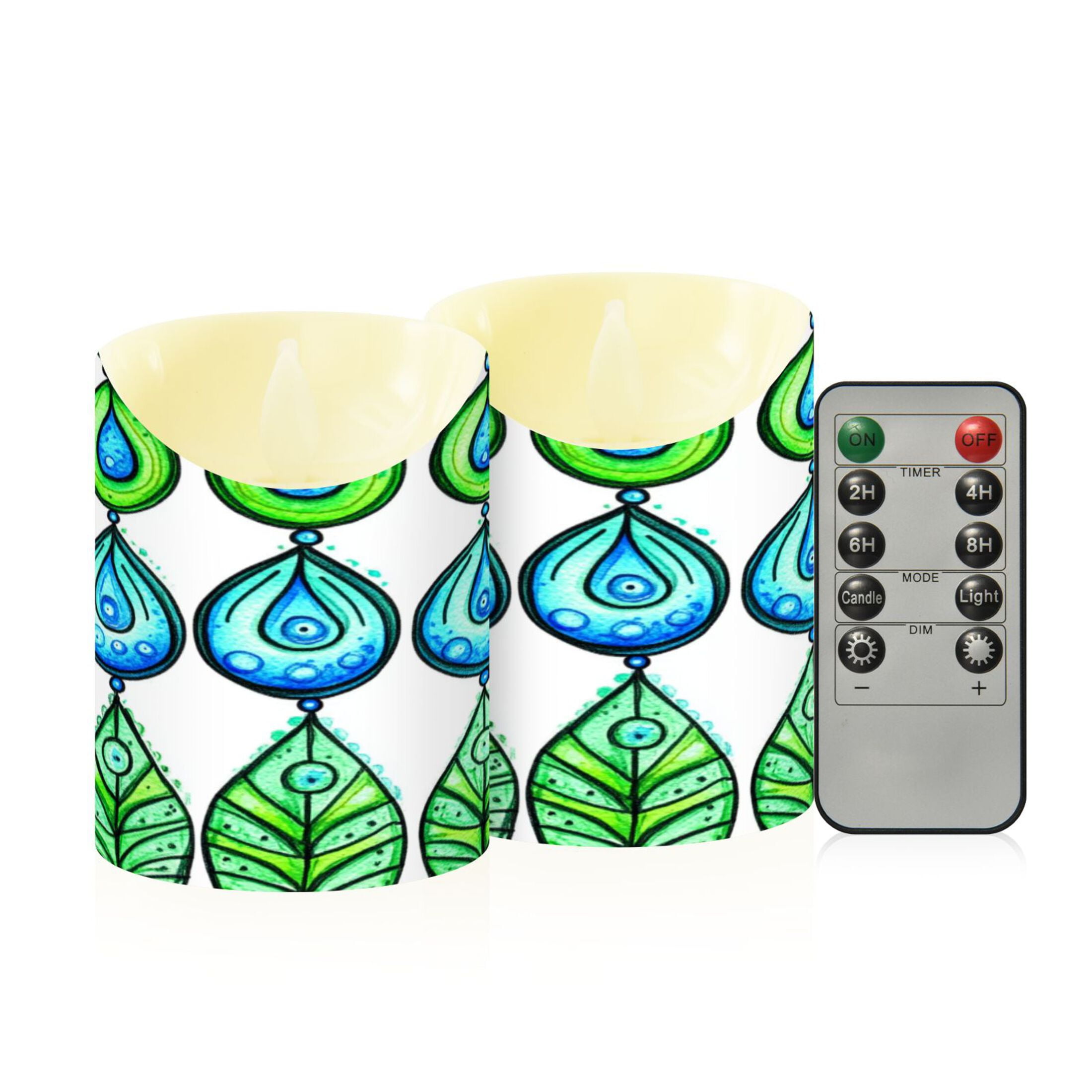Blue Lotus on Water Flameless Candles 2 PCS with Remote Realistic ...