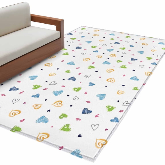 Blue Love Heart Kitchen Runner Rug 2.7x5 Washable Runners for Hallway ...