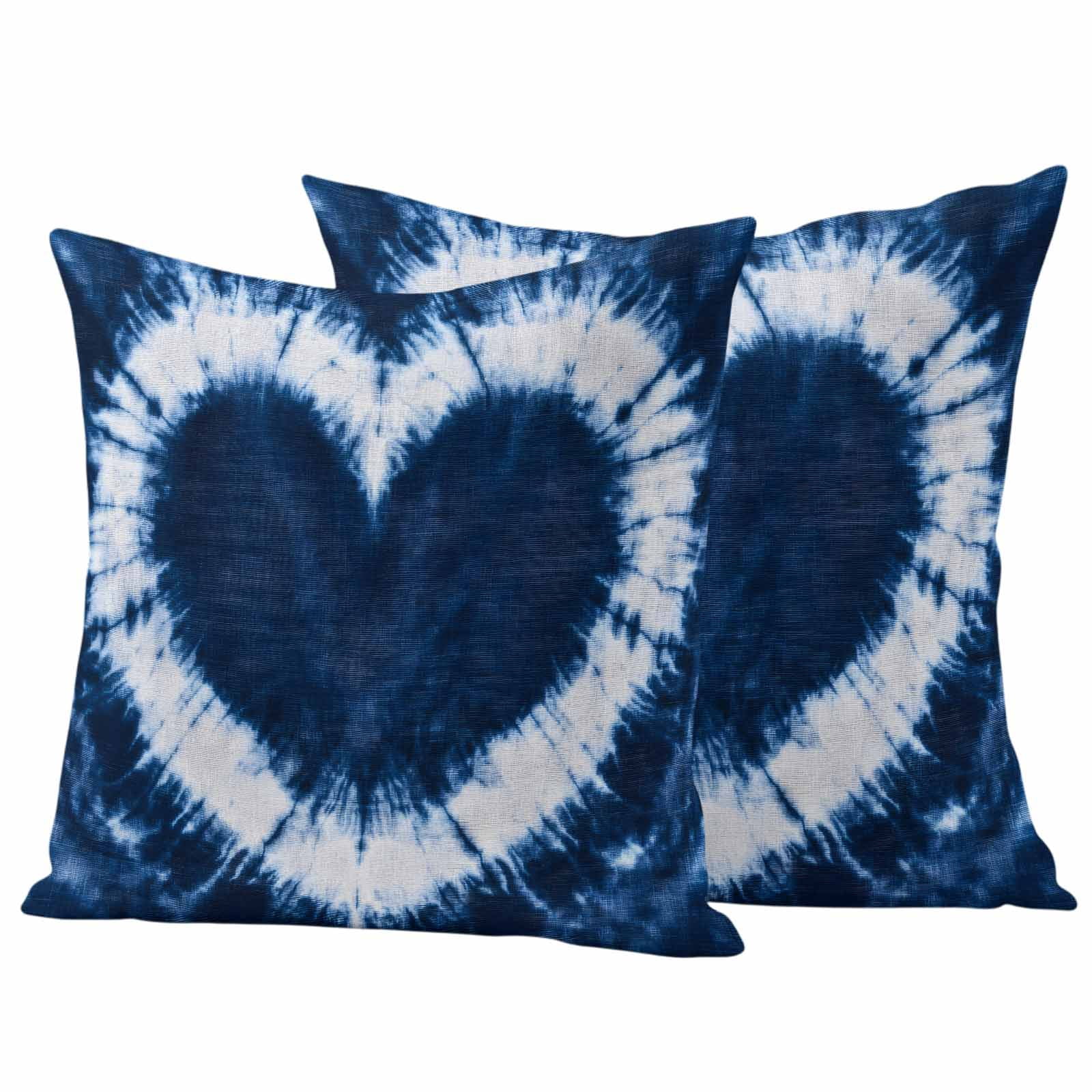 Blue Love Heart Outdoor Pillow Covers 24"x24" Set of 2,Waterproof Throw ...