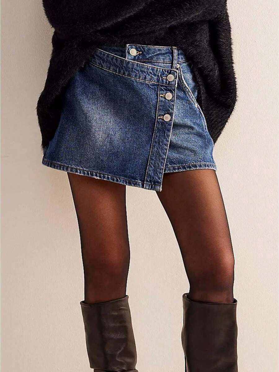 Blue Low-Waisted Denim Micro Mini Skirt For Women Relaxed Fit ...