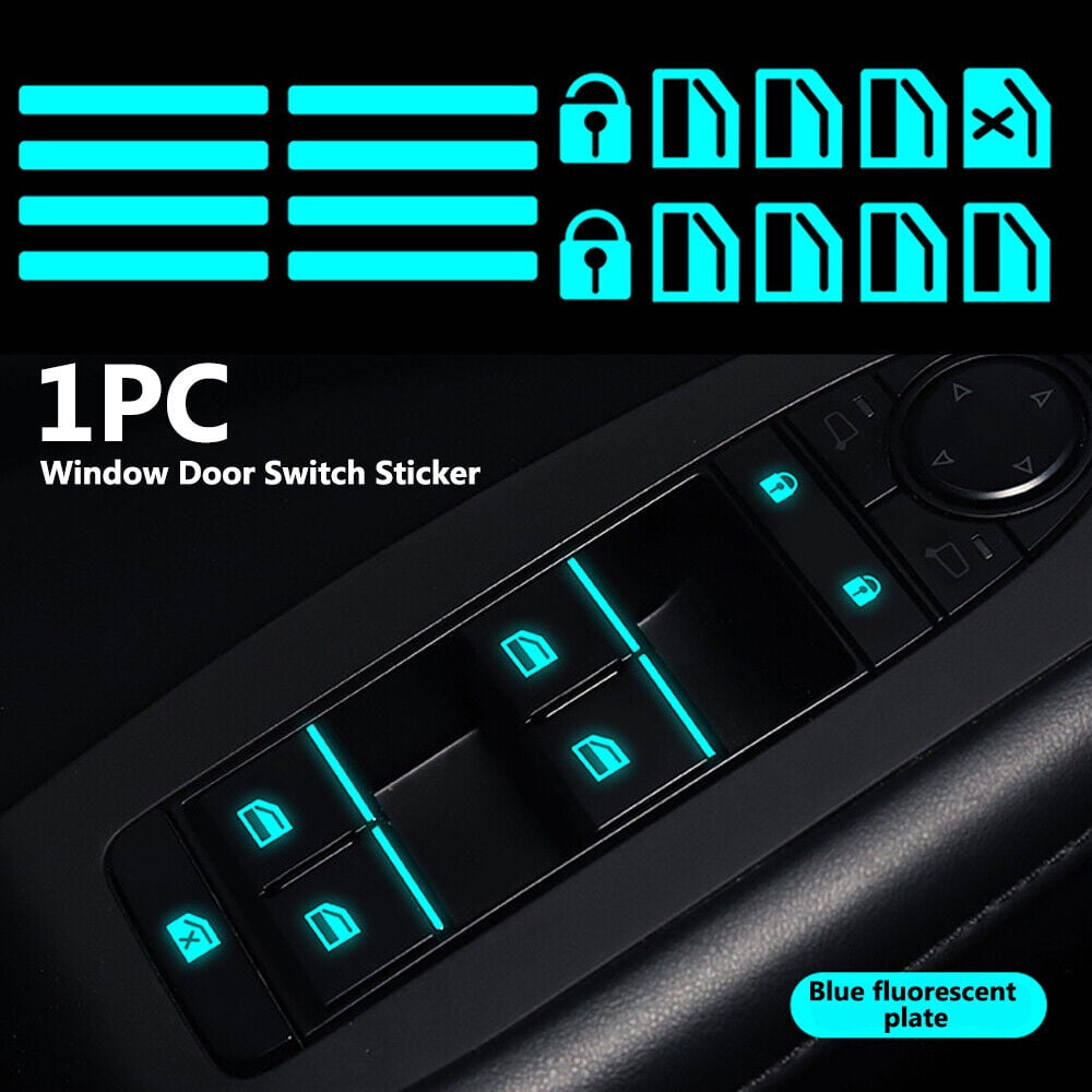 Blue Luminous Car Interior Window Door Switch Sticker Car Universal ...