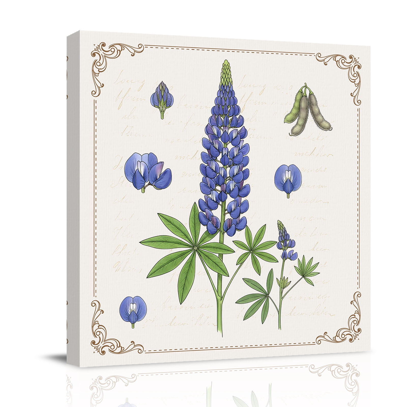 Blue Lupins Canvas Wall Art for Living Room, Country Pastoral ...