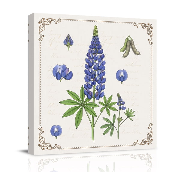 Blue Lupins Canvas Wall Art for Living Room, Country Pastoral ...