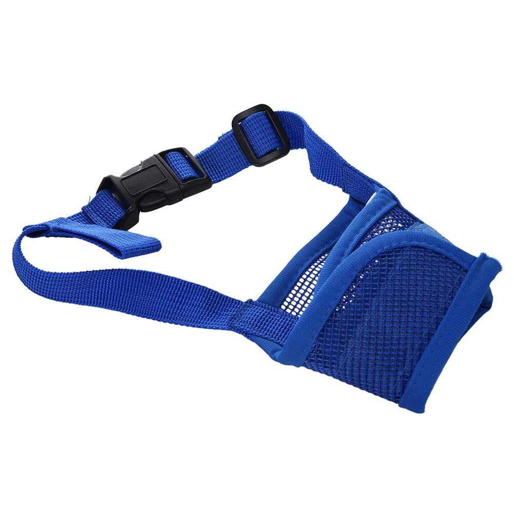 (Blue M) Pet Dog Adjustable Mask Bark Bite Mesh Mouth Muzzle Grooming ...