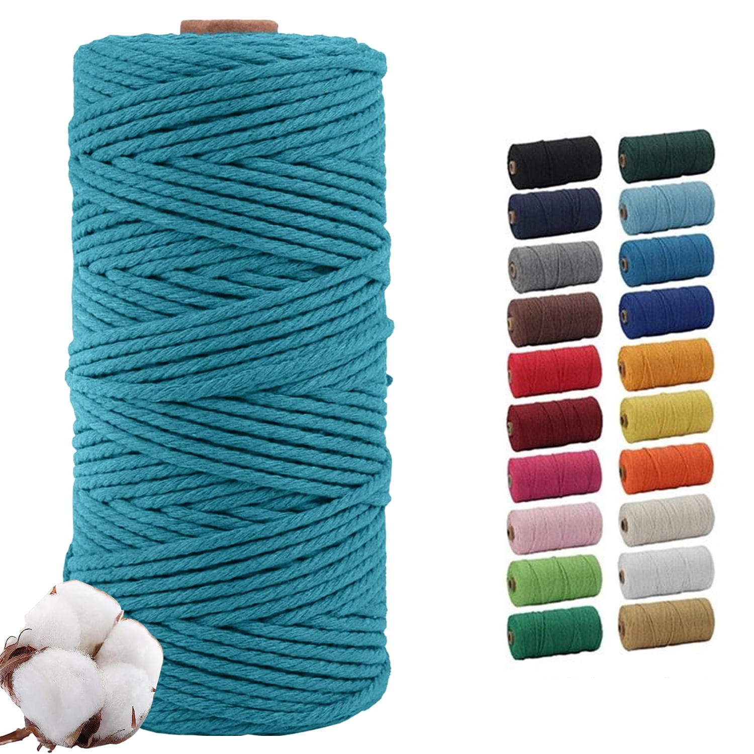 Blue 3mm Macrame Cord, 110 Yards Natural Cotton Cord, Macrame Rope Yarn ...