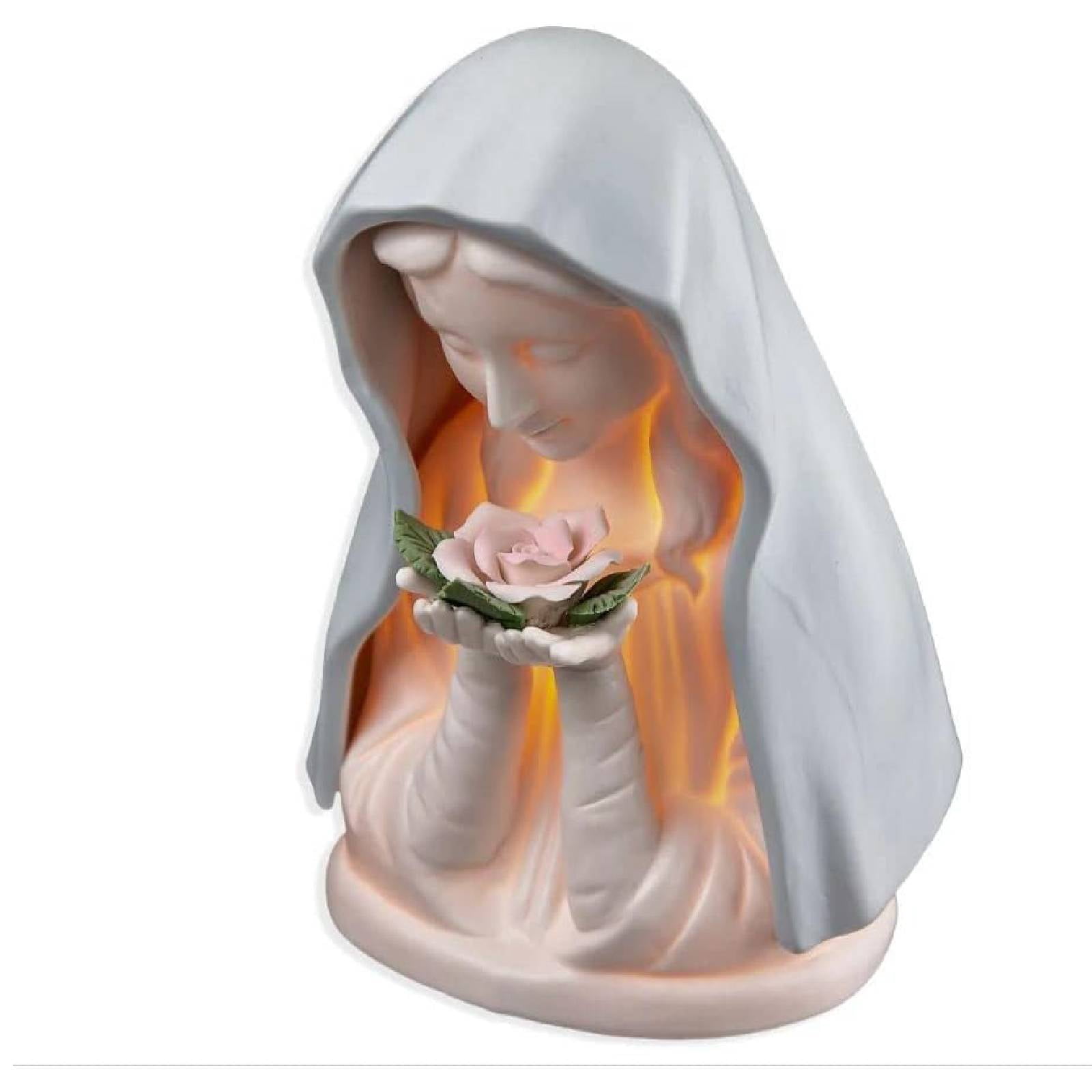 Blue Madonna with Rose Night Light | Small Catholic Table Lamp ...