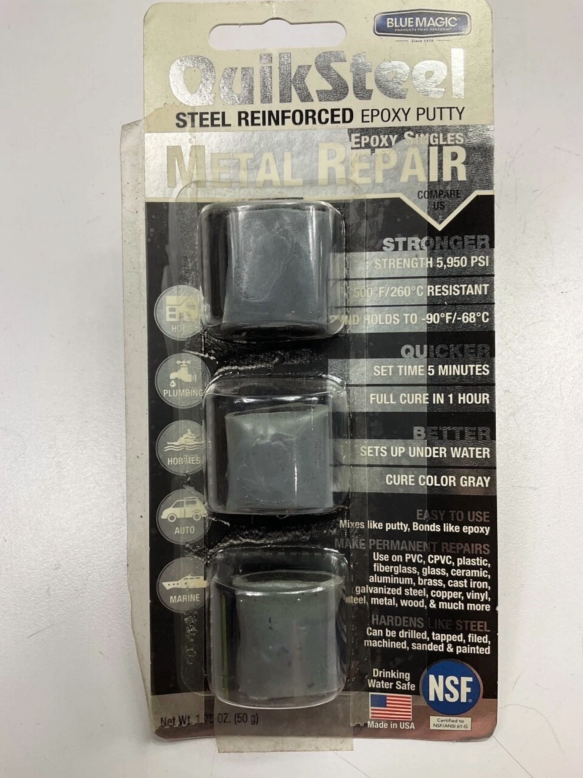 Blue Magic 16001 Quiksteel Steel Reinforced Epoxy Putty For Metal ...