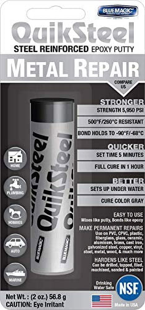 Blue Magic 16002TRI QuikSteel Steel Reinforced Epoxy Putty Repair ...