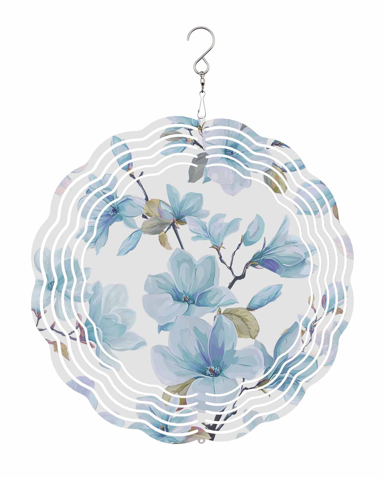 Blue Magnolia Flower Wind Spinner for Garden Yard 8In, Watercolor Blue ...