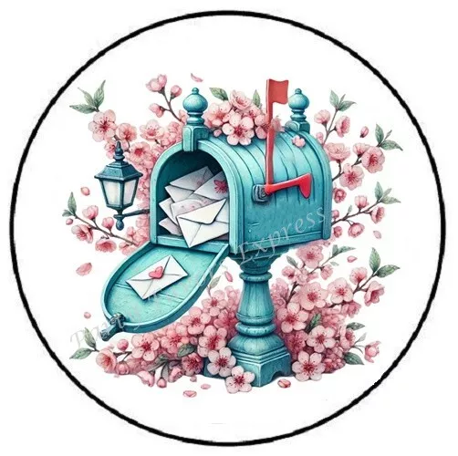 Blue Mailbox With Pink Flowers Stickers Party Favors Phone Decal Water ...
