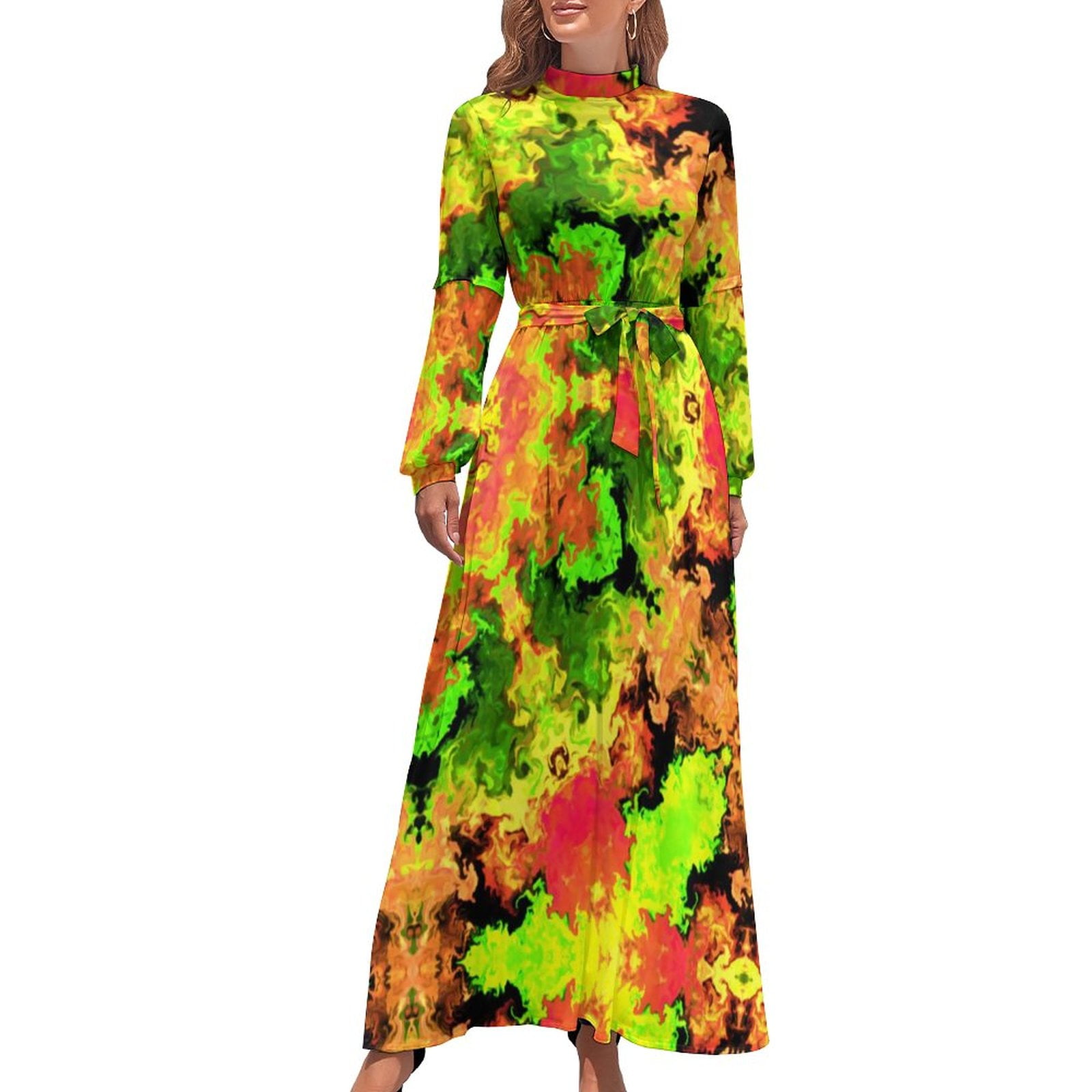 Blue Mandala Dress Retro Bohemia Print Elegant Maxi Dress Aesthetic ...