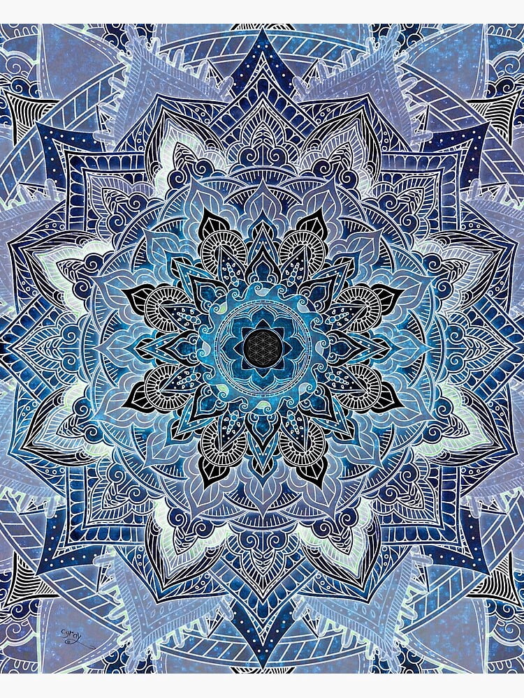 Blue Mandala Poster Framed-unframed - Walmart.com