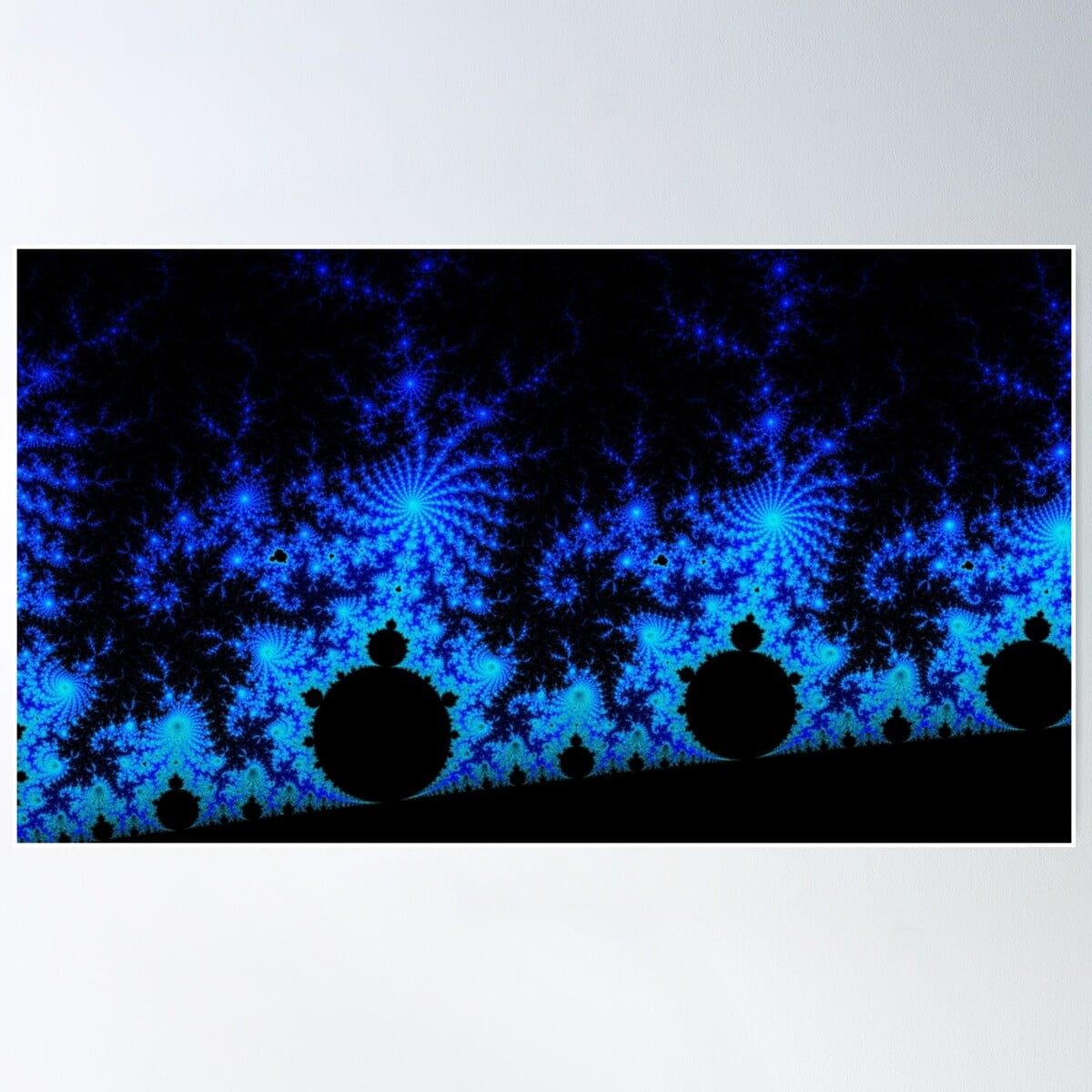 Blue Mandelbrot Fractal Poster Wall Art, Modern Wall Decor For Living ...