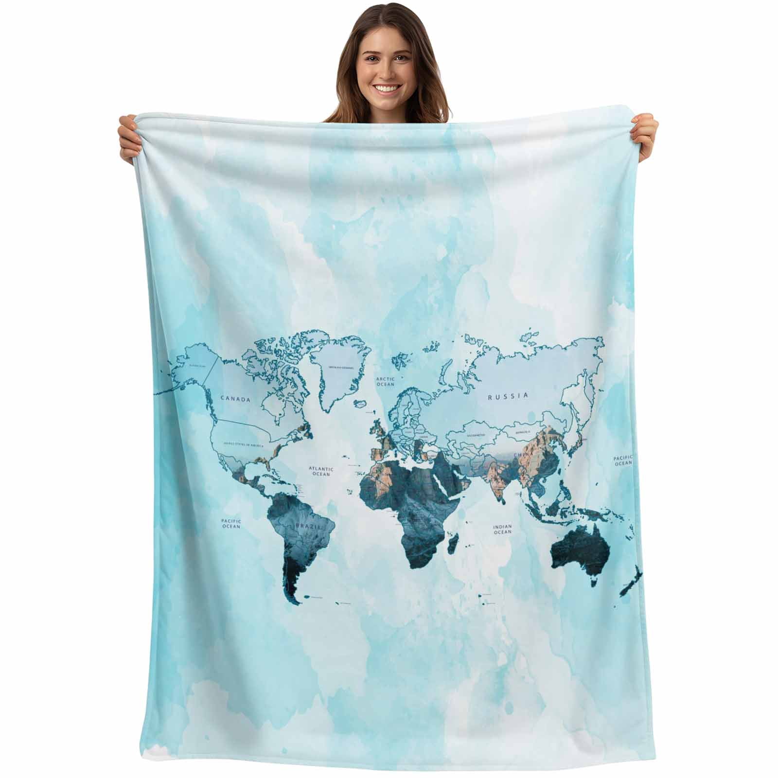 Blue Maps Blanket Soft Cozy Warm Throw Blanket for Couch, Plush Fuzzy ...