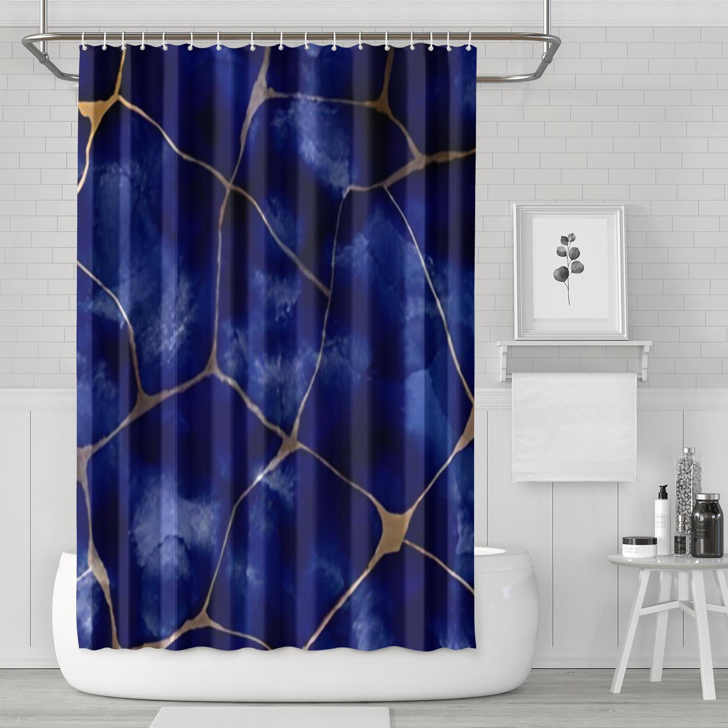 Blue Marble Abstract Texture (2) Shower Curtains Waterproof Shower ...