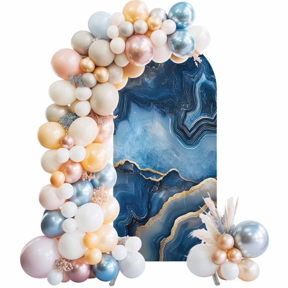 Blue Marble Arch Backdrop Cover 6.6x3.3 Ft, Spandex Wedding Arch Stand ...