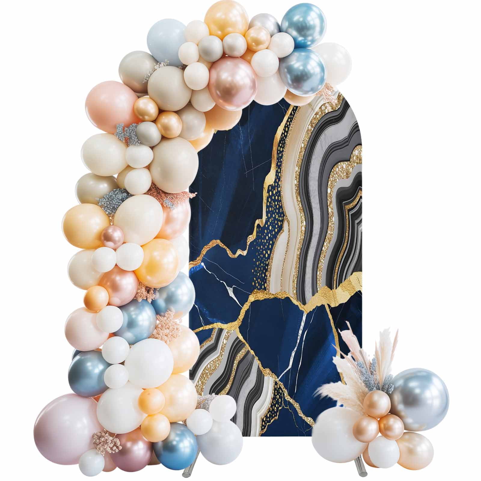 Blue Marble Arch Backdrop Cover 6.6x3.3 Ft, Spandex Wedding Arch Stand ...