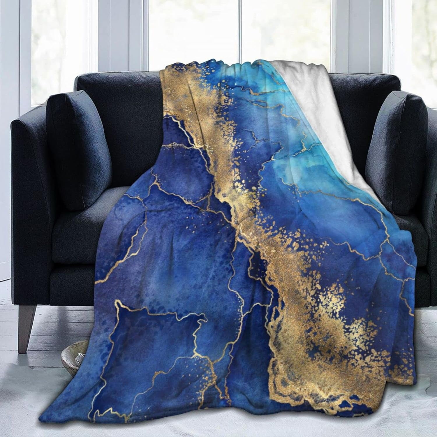 Blue Marble Background Throw Blanket Ultra Soft Warm All Season ...