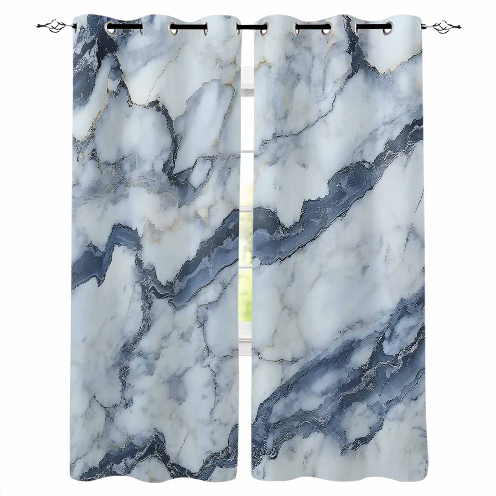 Blue Marble Blackout Curtains for Bedroom/Living Room, Thermal ...