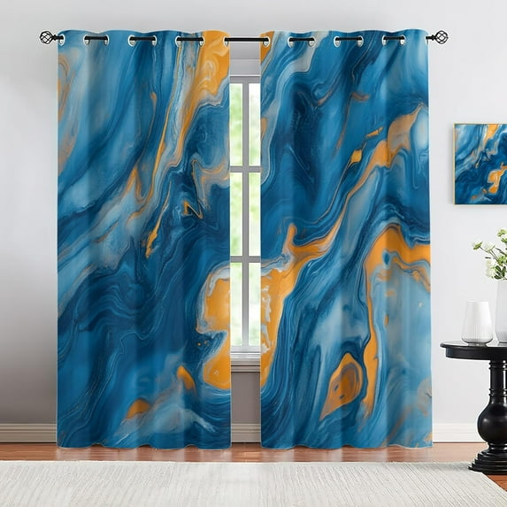 Blue Marble Blackout Curtains for Girls Boys Home Decor, Modern Stylish ...