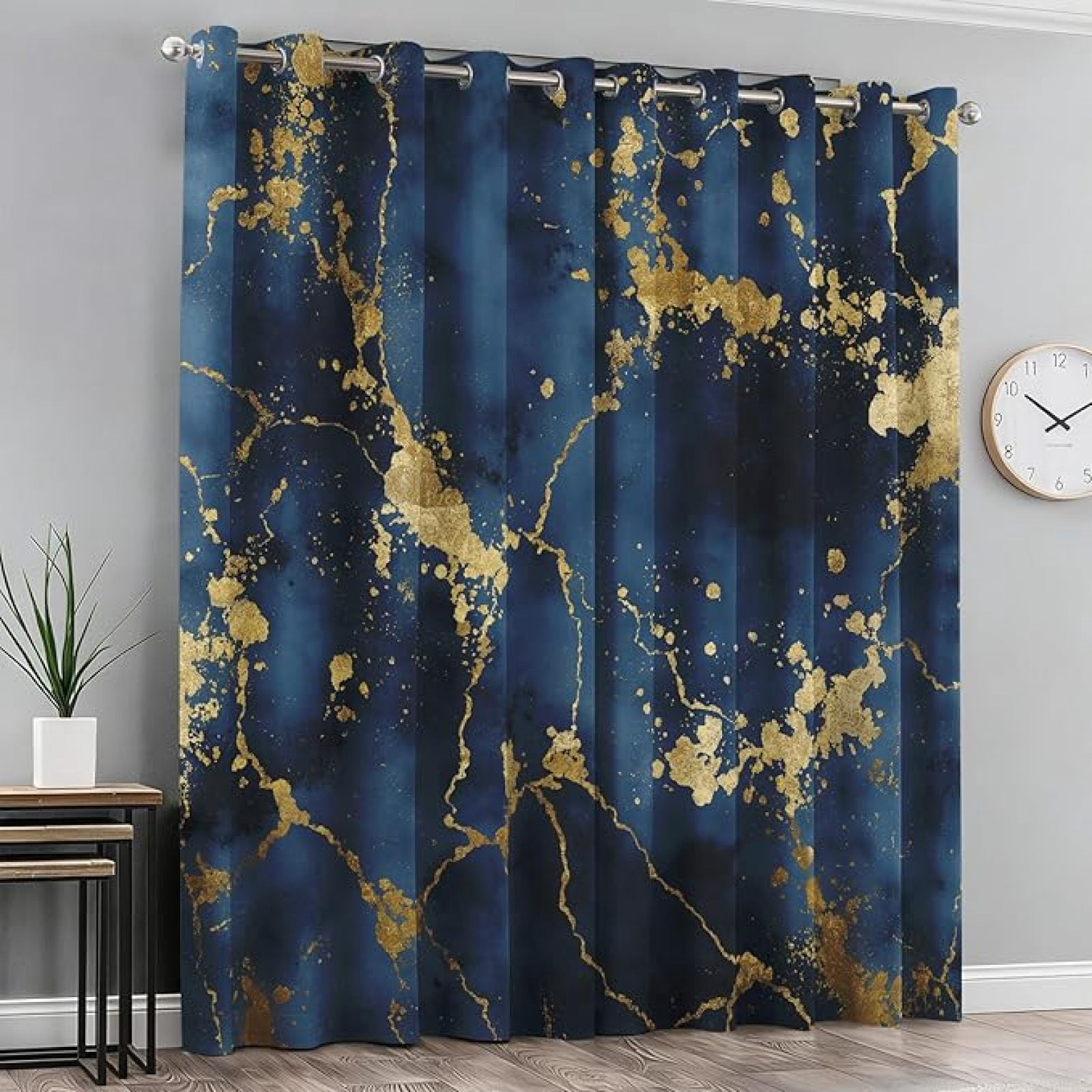 Blue Marble Blackout Curtains For Living Room Bedroom, Modern Abstract ...