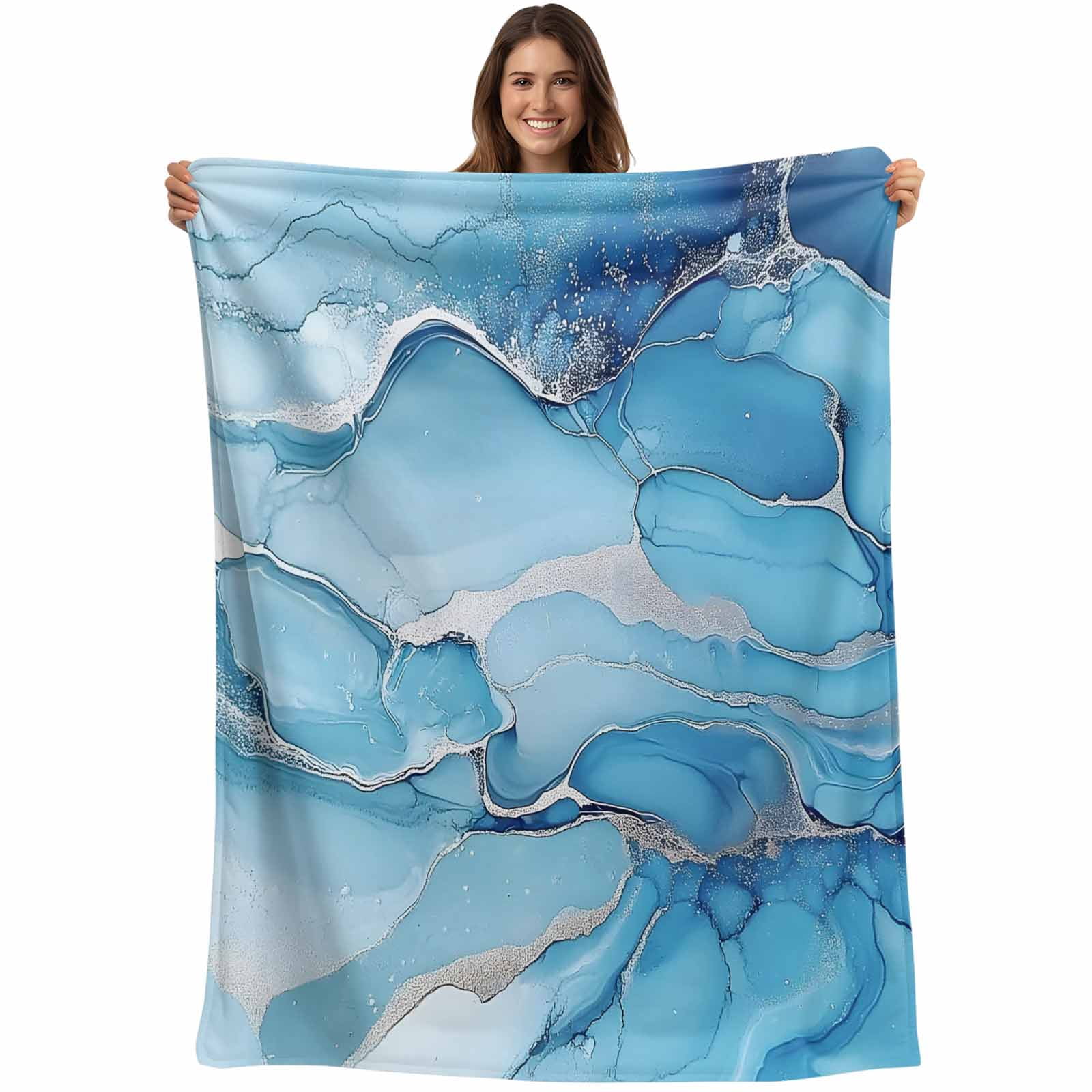 Blue Marble Blanket Soft Cozy Warm Throw Blanket for Couch, Plush Fuzzy ...