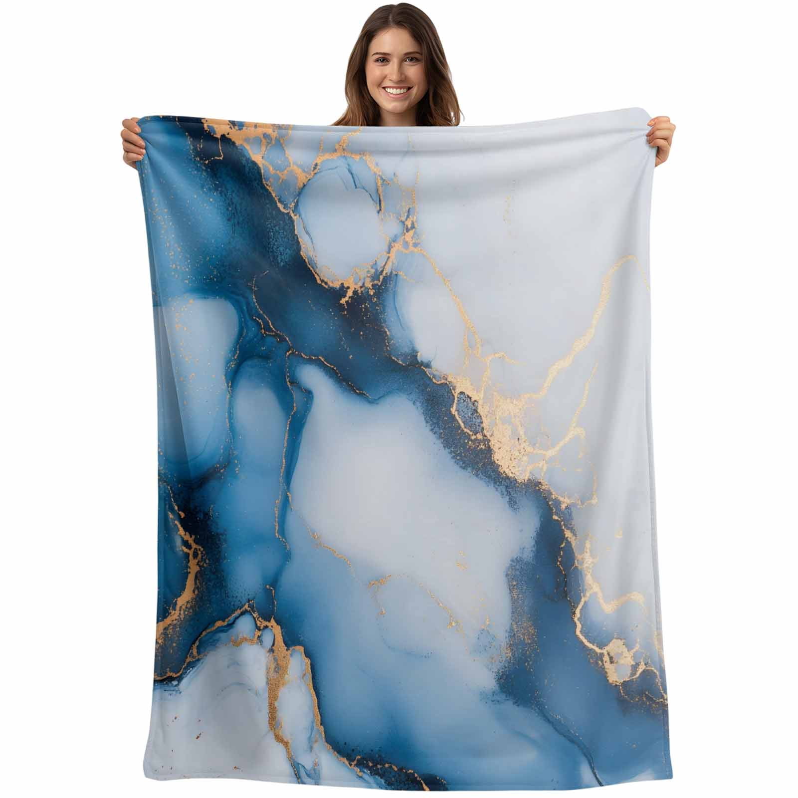 Blue Marble Blanket Soft Cozy Warm Throw Blanket for Couch, Plush Fuzzy ...