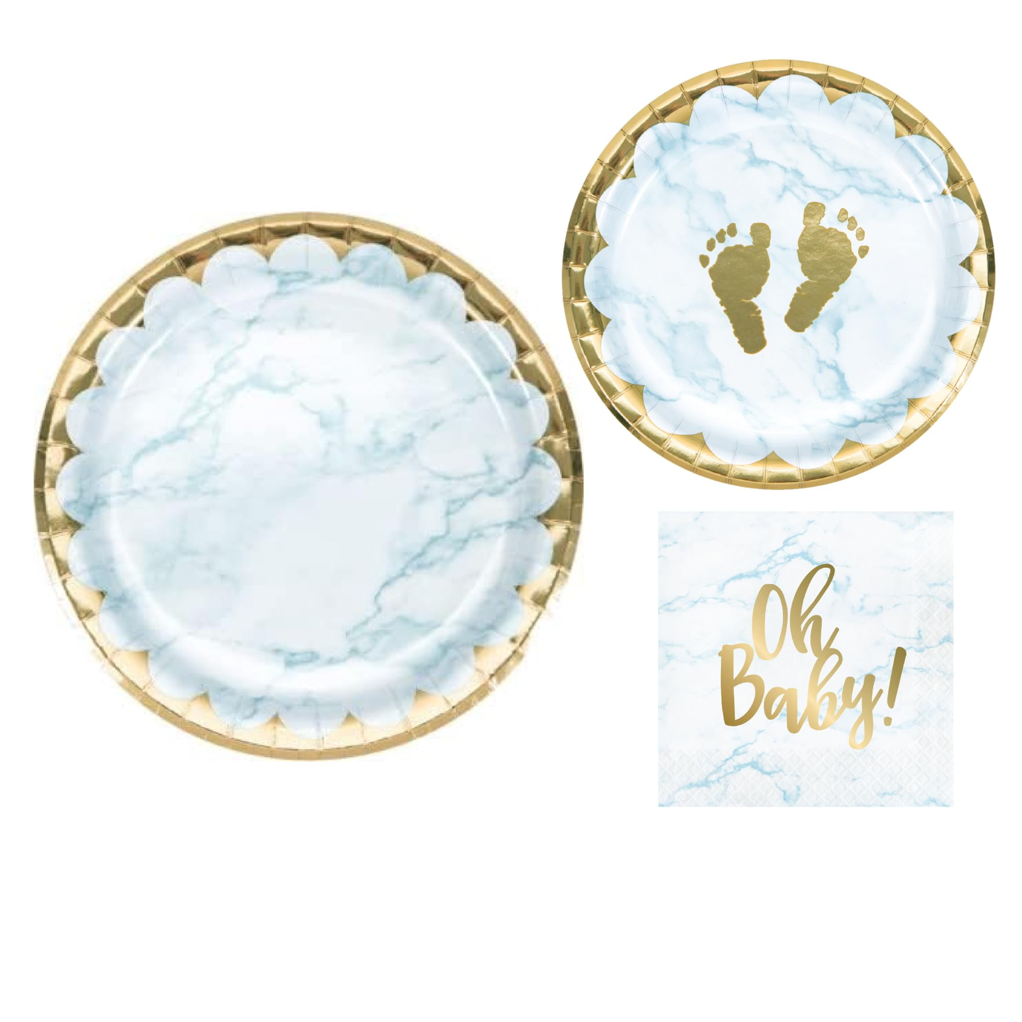 Blue Marble CM31 Baby Shower Party Pack: Plates and Napkins - Elegant ...