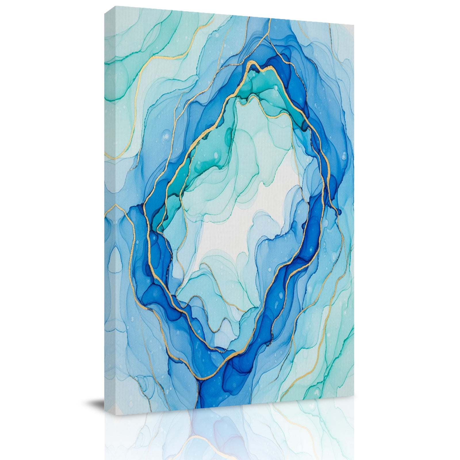 Blue Marble Canvas Wall Art for Living Room, Modern Abstract Art ...