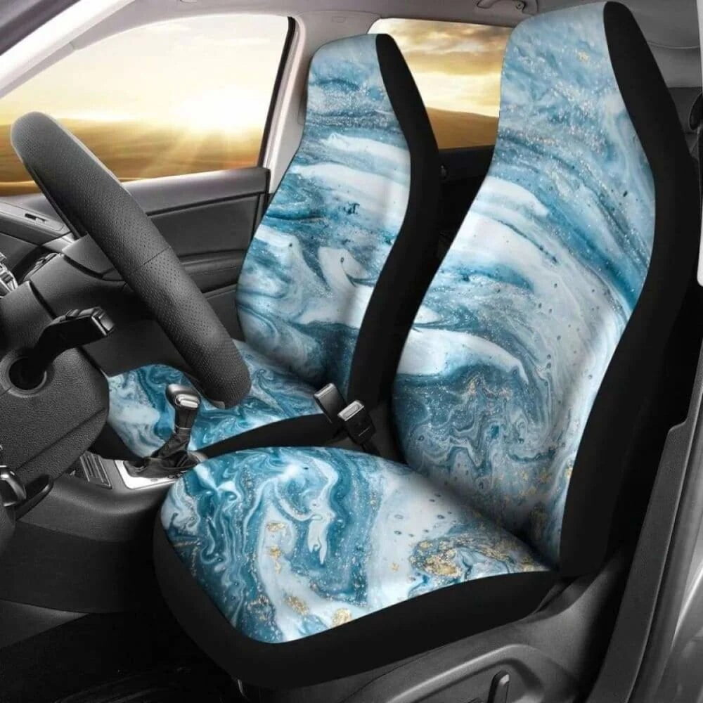 Blue Marble Car Seat Covers Pack of 2 Universal Front Seat Protective ...