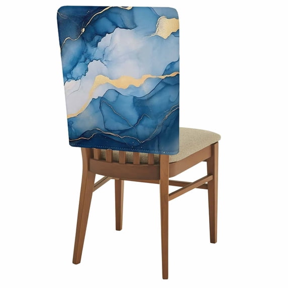 Blue Marble Chair Back Covers Set of 2 Gradient Golden Texture Fluid ...