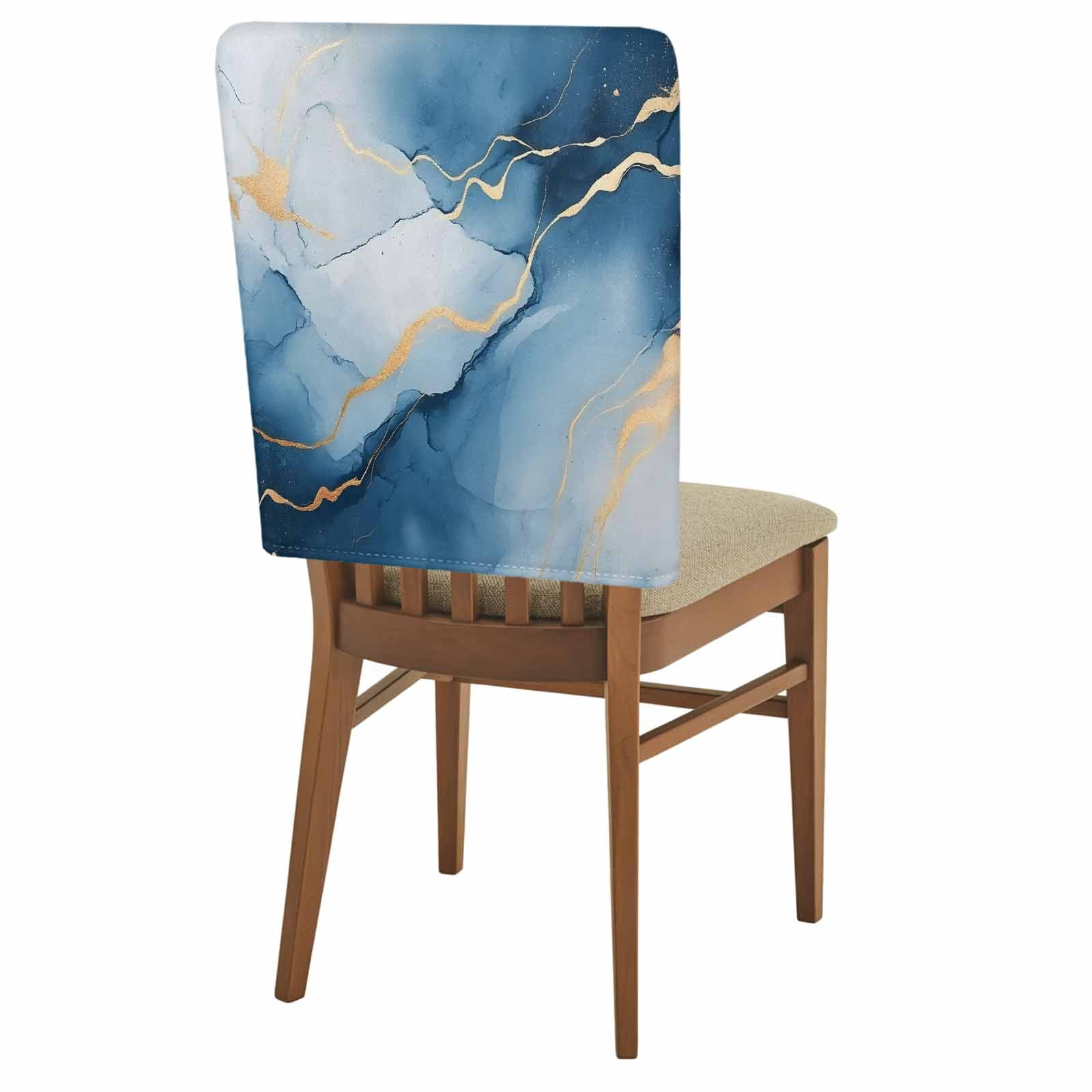 Blue Marble Chair Back Covers Set of 6 Gradient Gold Fluid Texture ...
