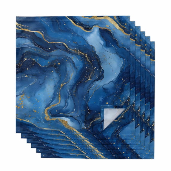 Blue Marble Cloth Napkins, Ink Painting Modern Ombre Abstract Washable ...