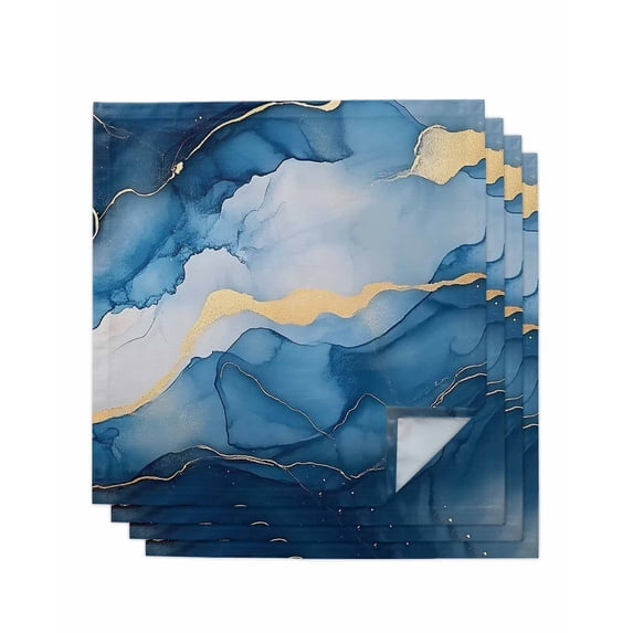 Blue Marble Cloth Napkins Set of 4 Reusable Dinner Napkins, Modern ...
