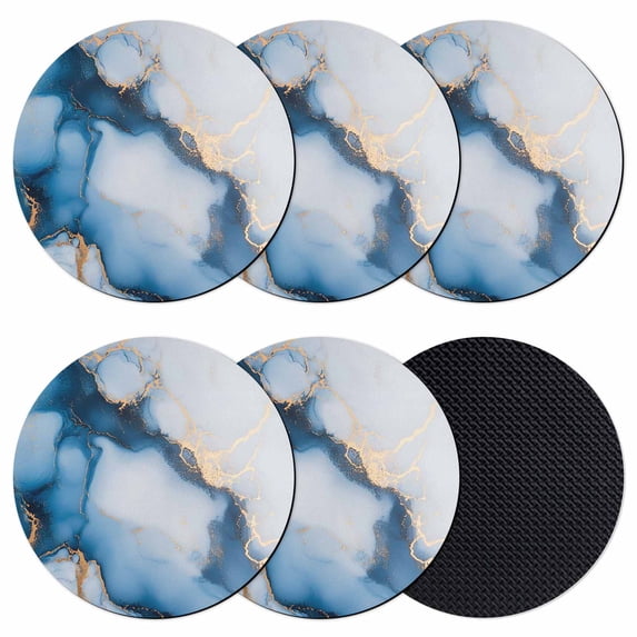 Blue Marble Coasters Set of 6, Absorbent Coasters for Drinks, Modern ...