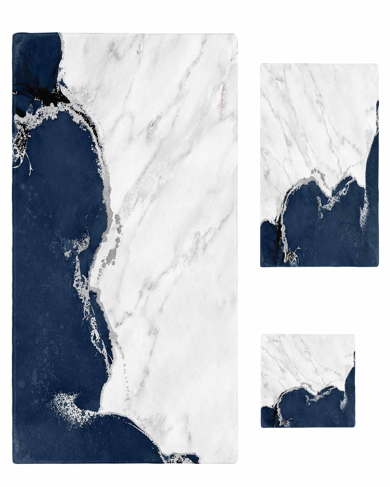 Blue Marble Crack Bath Towels for Bathroom Set,Luxury Microfiber Towels ...