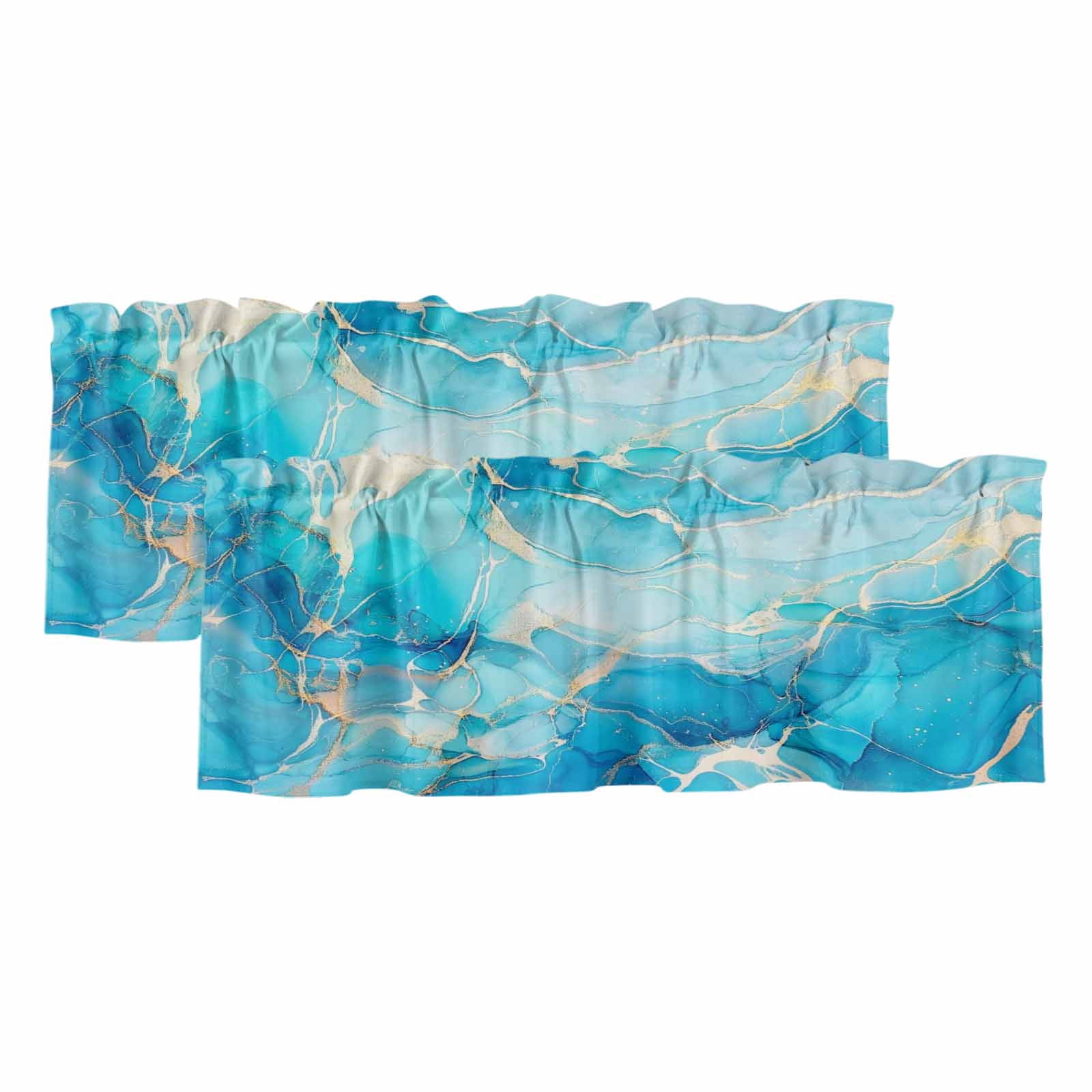 Blue Marble Curtain Valances for Windows, Kitchen Valance Window ...