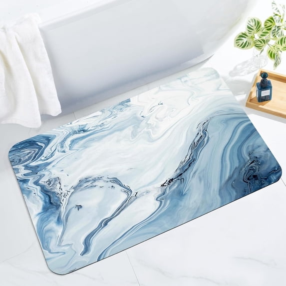 Blue Marble Diatom Mud Bath Mat, Non-Slip, Absorbent, 24" x 36" – Low ...