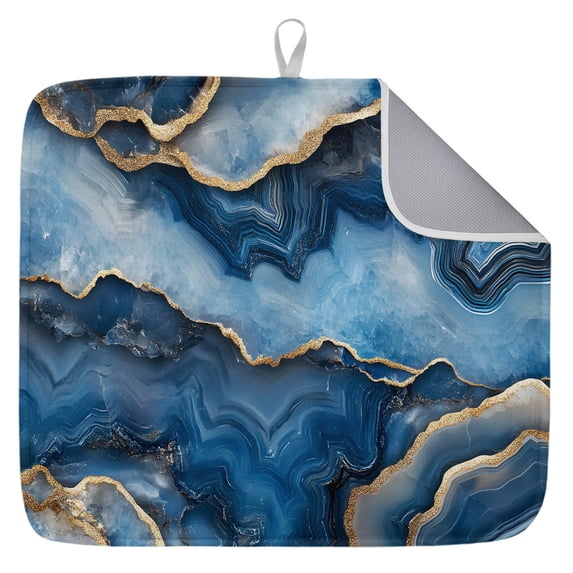 Blue Marble Dish Drying Mat for Kitchen Counter,Contemporary Abstract ...