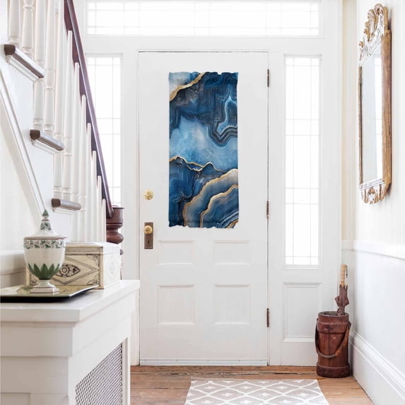 Blue Marble Door Curtains for Door Window, French Sidelight Front Back ...