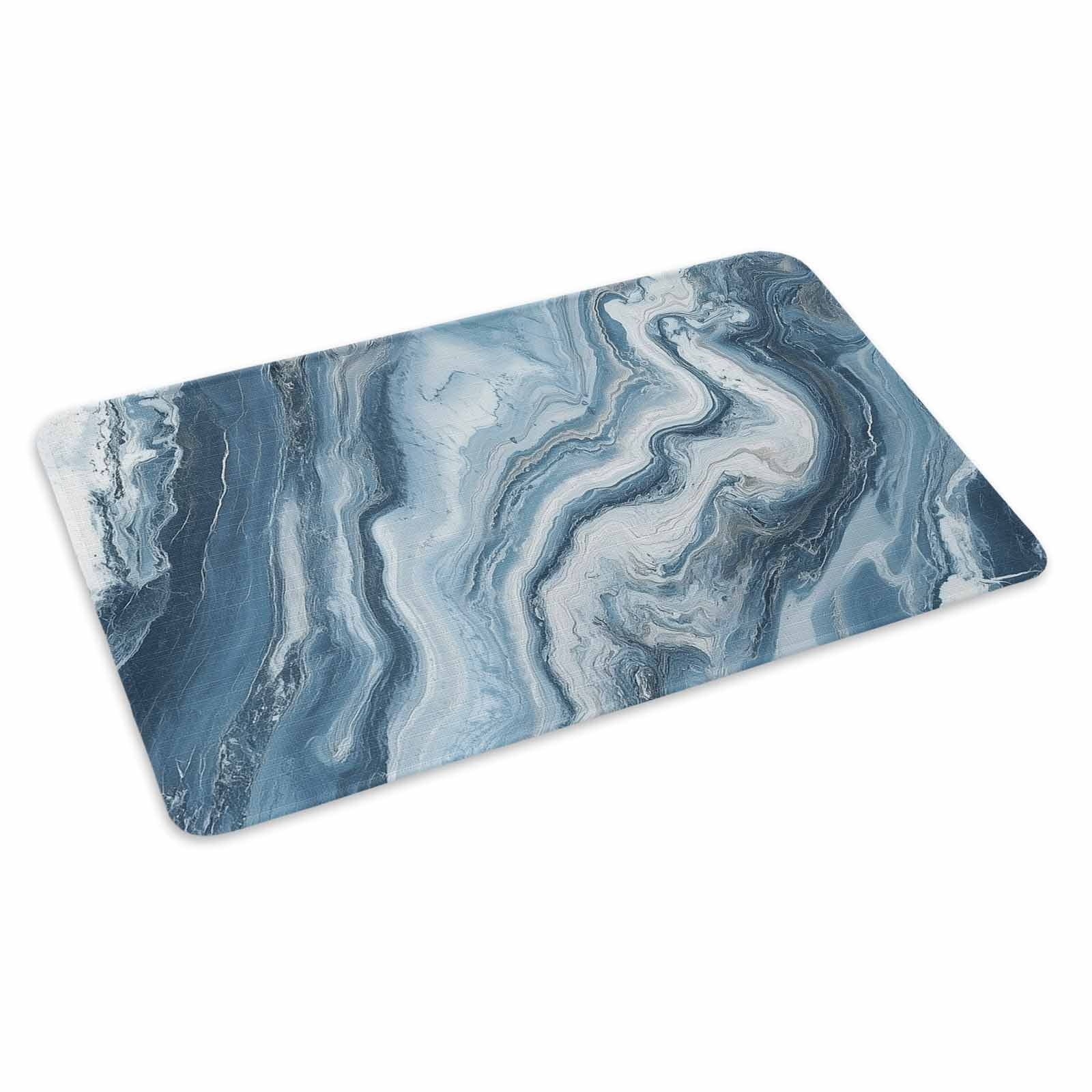 Blue Marble Doormat Outdoor Entrance 16"x24", Abstract Ink Painting Art ...