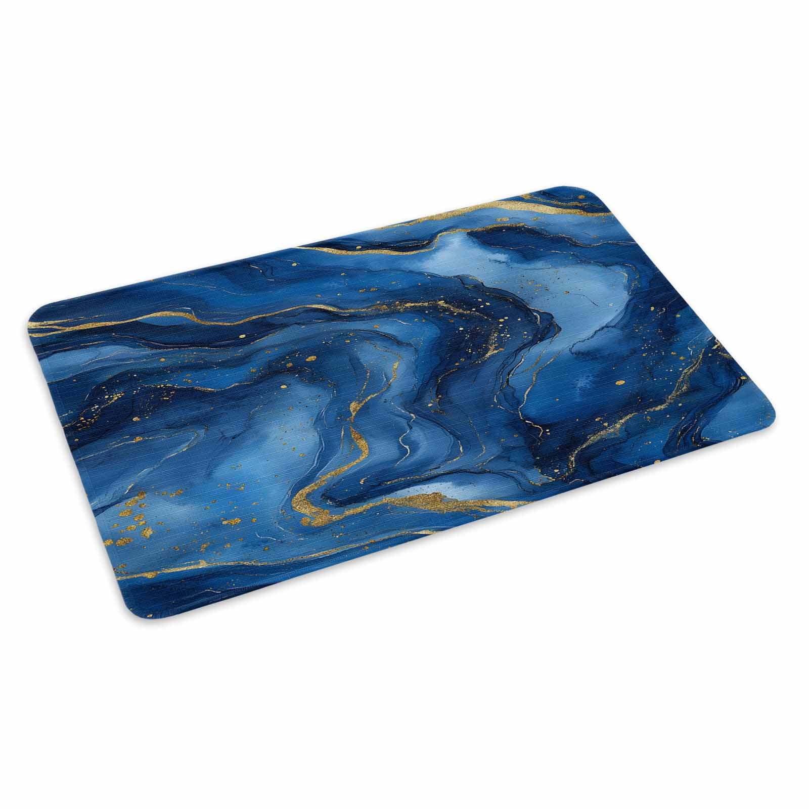 Blue Marble Doormat Outdoor Entrance 16"x24", Ink Painting Modern Ombre ...