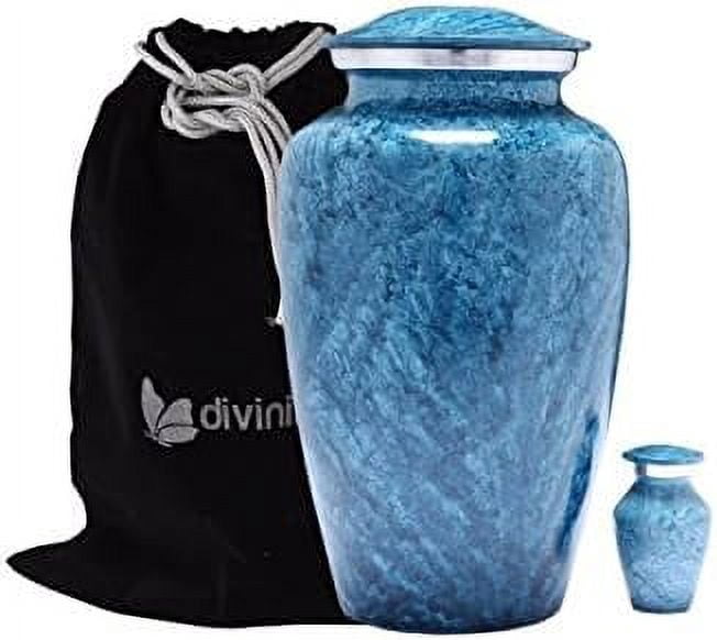 Blue Marble Finish Cremation Urn Set - Blue Urn - Affordable ...