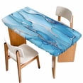 Blue Marble Fitted Rectangle Tablecloth 32" x 72" Modern Abstract Art ...