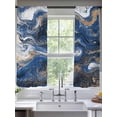 Blue Marble Fluid Art Chiffon Sheer Curtains 72 Inches Long Mottled ...