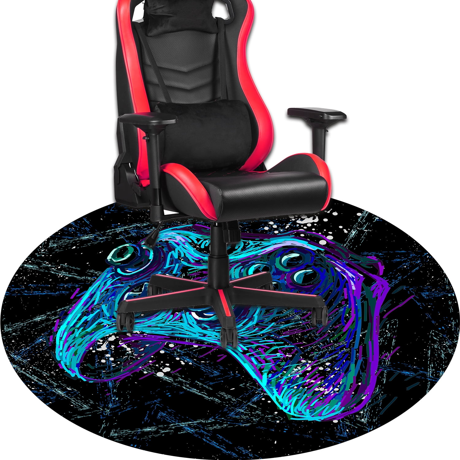 Blue Marble Gaming Chair Mat for Hardwood Floor Anti-Slip Round Office ...