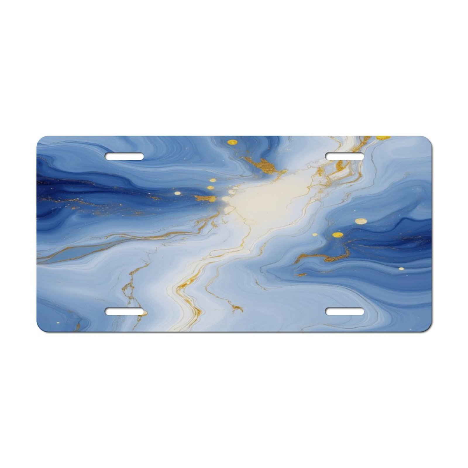 Blue Marble Gold Accents Car Decorative Front License Plate,Vanity Tag ...